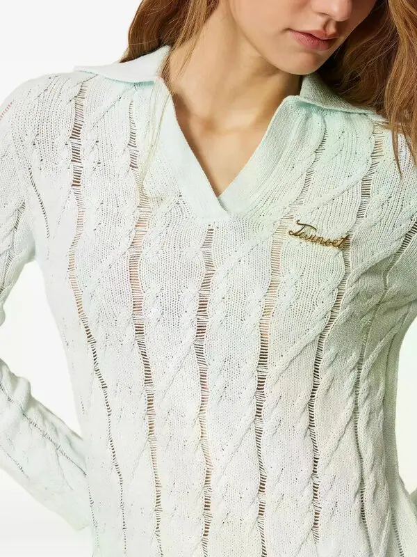 TWINSET Polo-collar Cable-knit Sweater