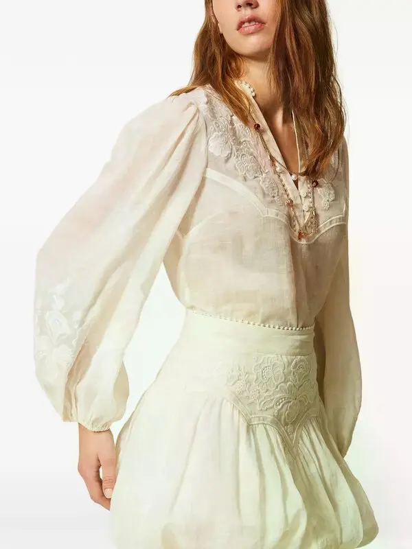 TWINSET Embroidered Ramie Blouse