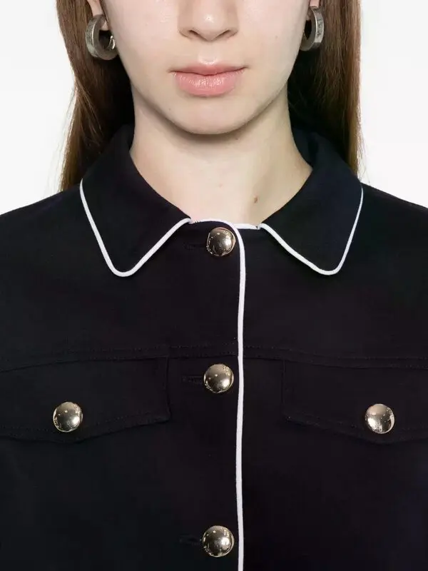 Maje Cropped Piped Jacket - Blue