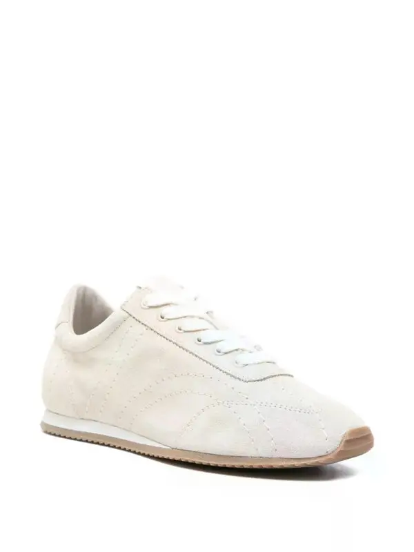TOTEME Suede Lace Up Sneakers - Neutrals