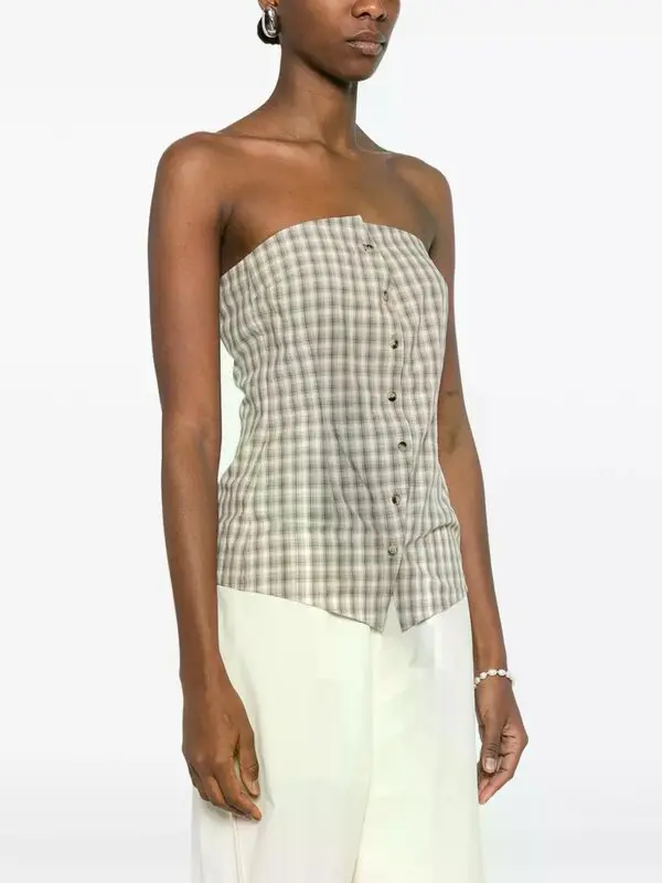 Nanushka Brites Check Strapless Top - Neutrals