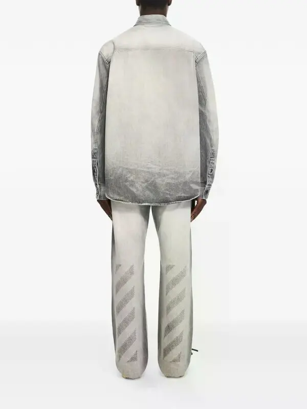 Off-White Diagonal Embroidery Slim-fit Jeans - Grey