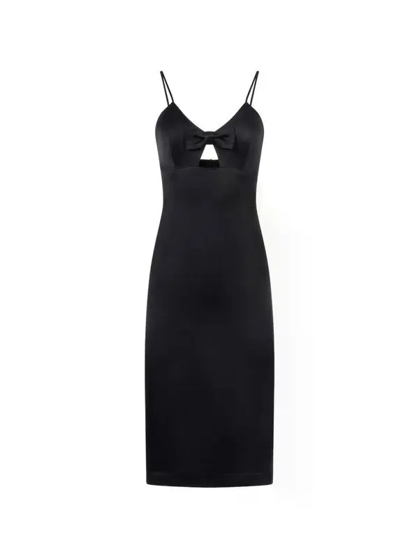 MIA PECULIAR Bow Crepe Midi Dress - Black