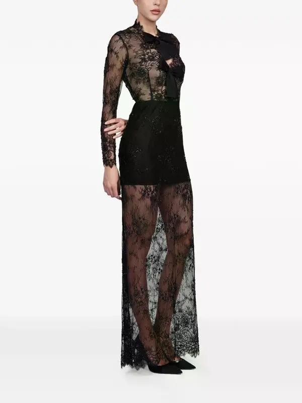 MIA PECULIAR Lace Bow Embellishment Maxi Dress