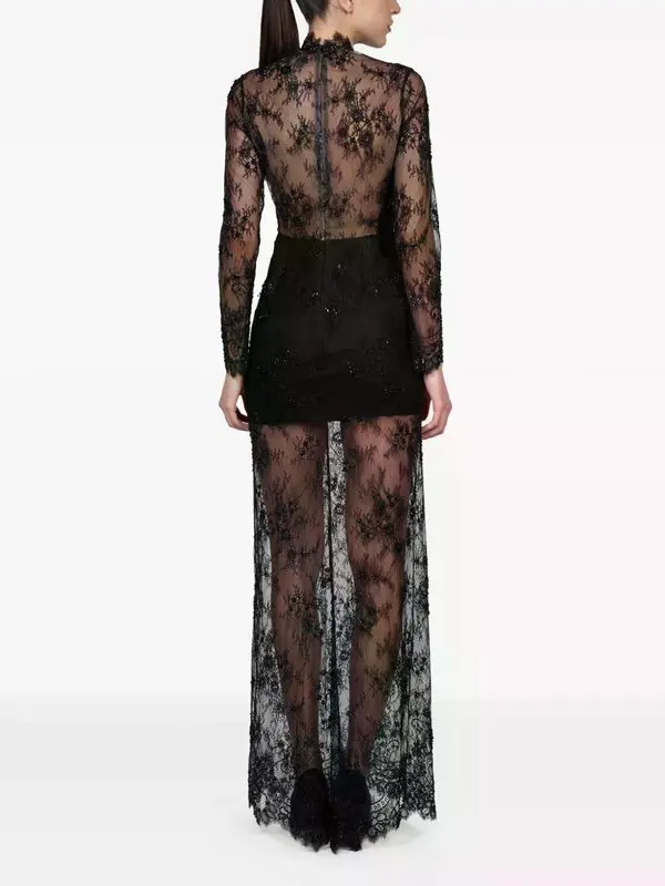 MIA PECULIAR Lace Bow Embellishment Maxi Dress
