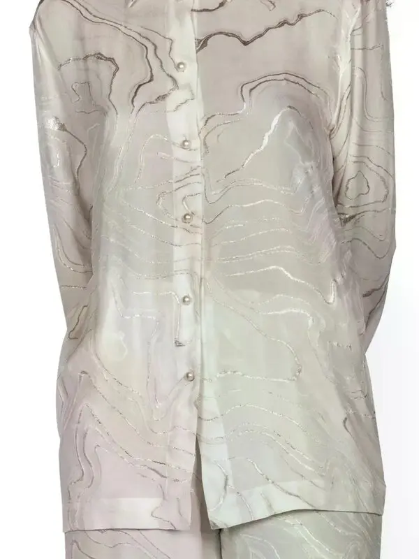 MIA PECULIAR Pearl Button Embellished Shirt