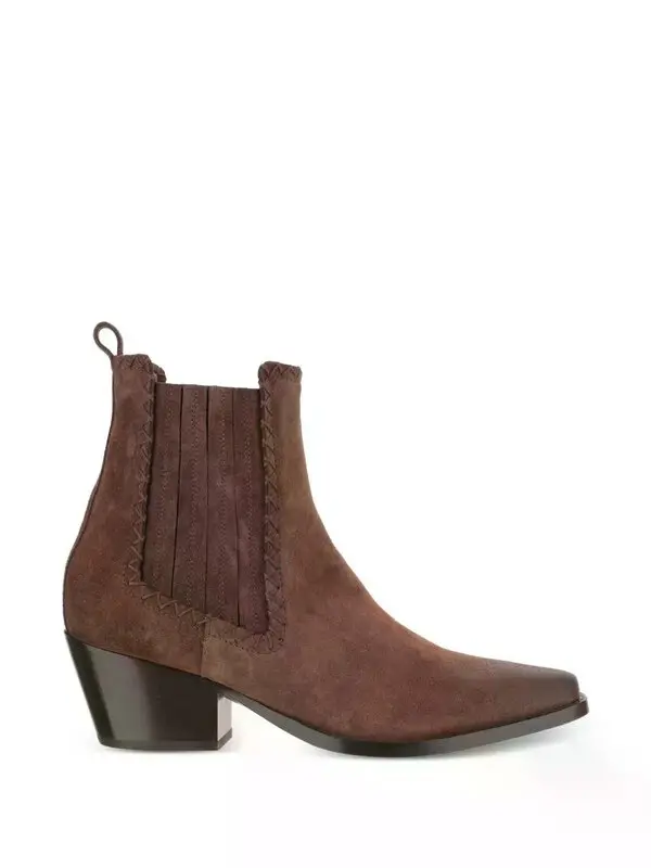 Sartore Suede Ankle Boots With Block Heel - Brown