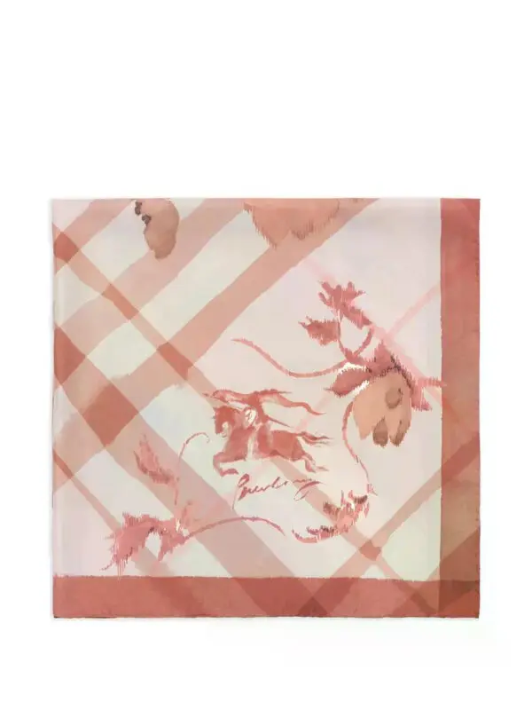 Burberry Watercolour Check Silk Scarf - Pink