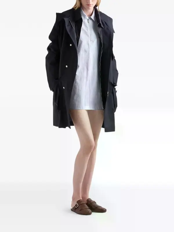 Prada Striped Cotton Oversized Shirt With Half-zipper