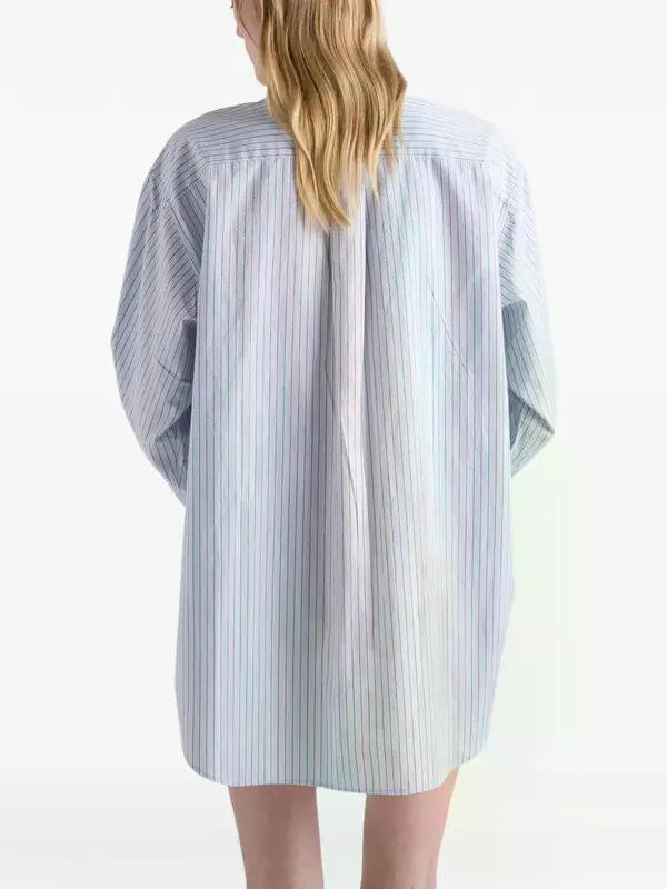 Prada Striped Cotton Oversized Shirt With Half-zipper