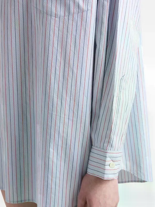 Prada Striped Cotton Oversized Shirt With Half-zipper