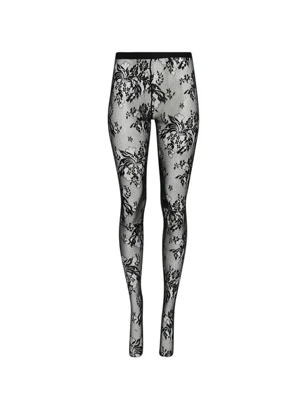 Wardrobe.NYC Evening Floral Tights - Black
