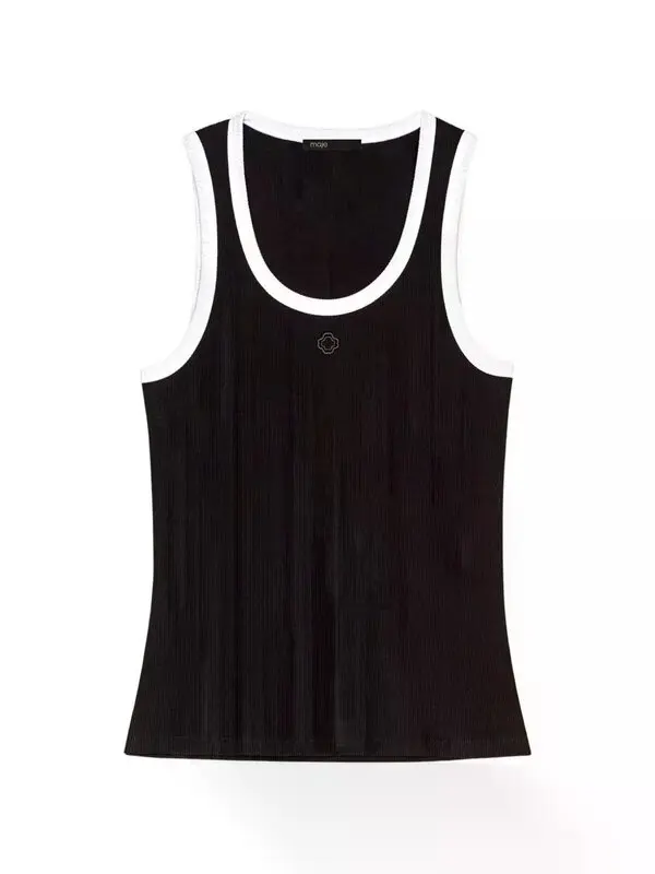 Maje Ribbed Vest Top With White Trim