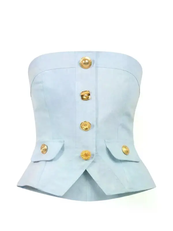 FRANCOISE PINTON - PARIS Bijou Strapless Top - Blue