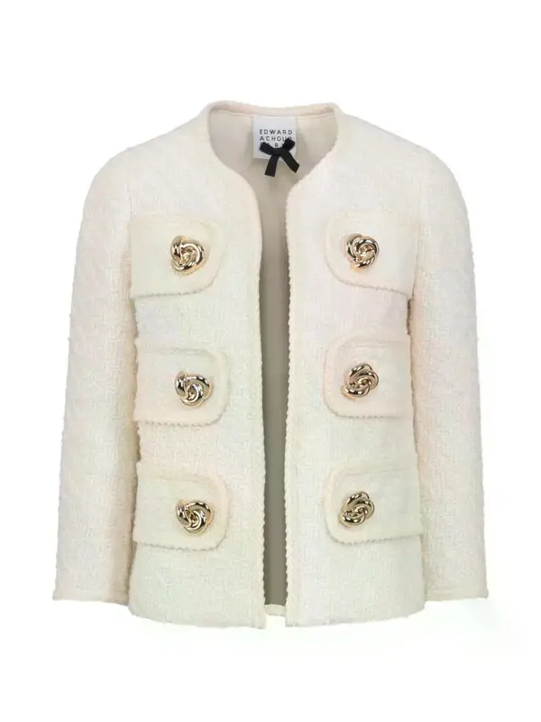 EDWARD ACHOUR PARIS Ivory Turnlock Detail Jacket