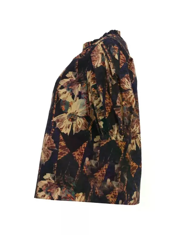 Ulla Johnson V-neck Floral Print Puff Sleeve Blouse