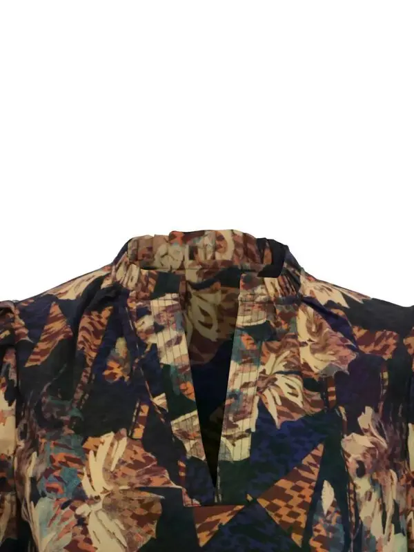 Ulla Johnson V-neck Floral Print Puff Sleeve Blouse