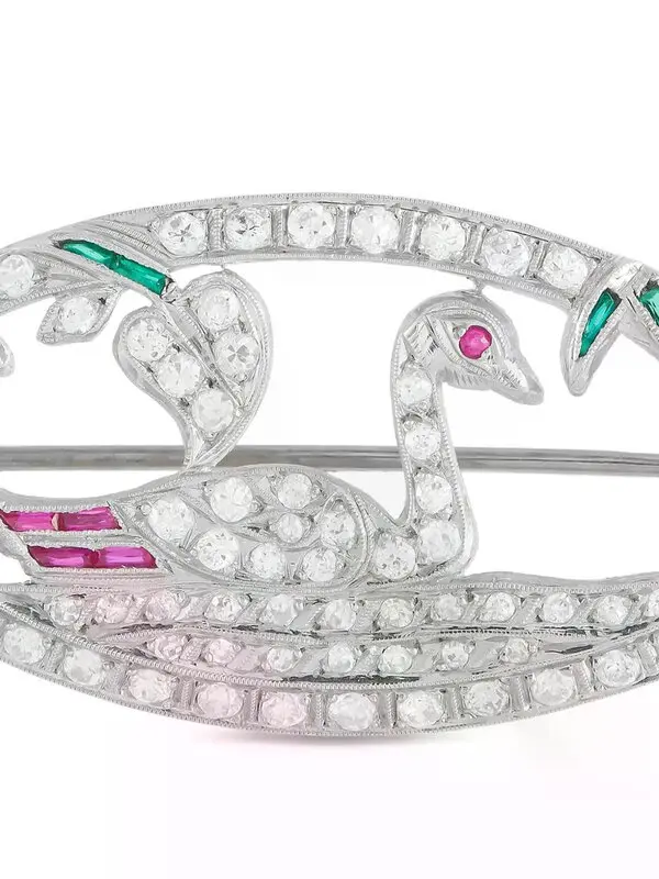 LB EXCLUSIVE 18k White Gold Diamond Swan Brooch