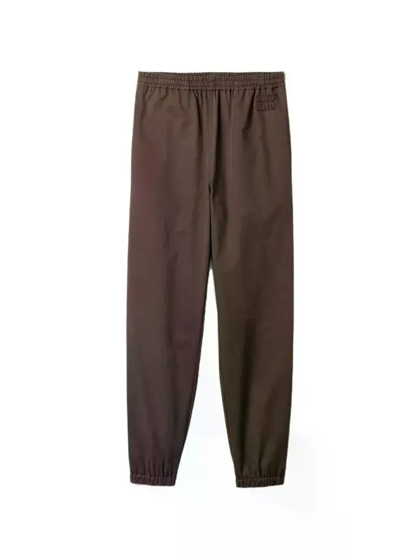 Miu Miu Washed Twill Joggers With Contrasting Racing Stripes - Brown