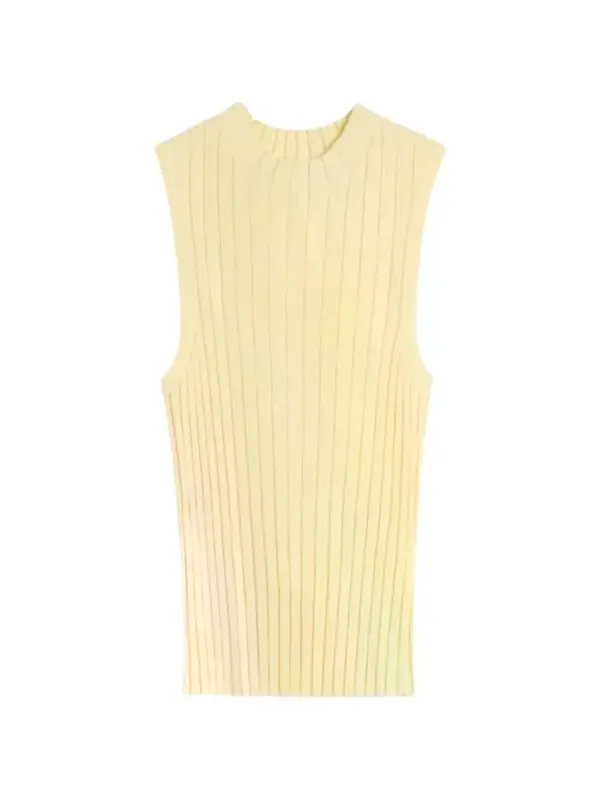 Max Mara Ribbed Knit Sleeveless Top - Yellow