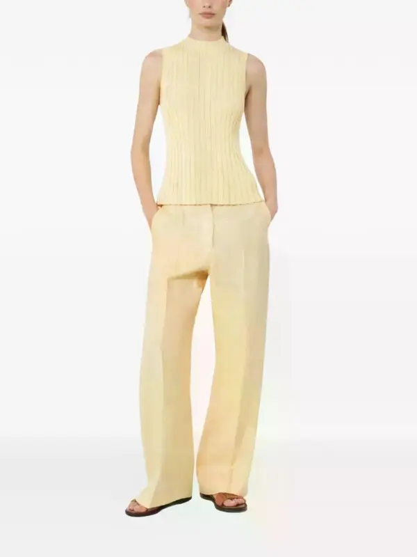 Max Mara Ribbed Knit Sleeveless Top - Yellow