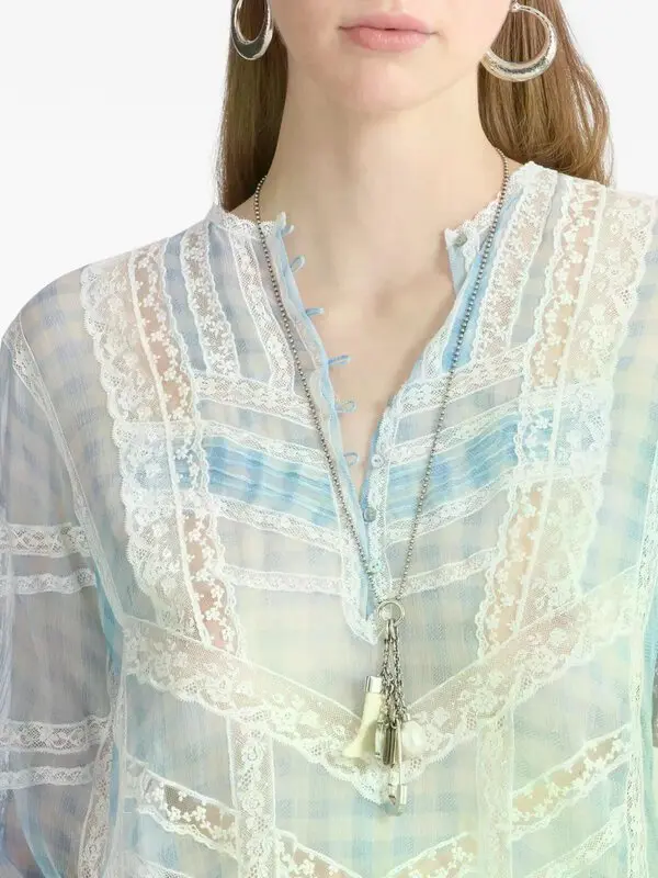 Ermanno Scervino Printed Silk Blouse With Lace Detail