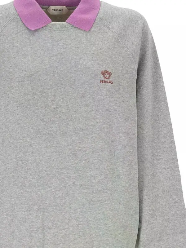 Versace Polo Collar Embroidered Sweatshirt
