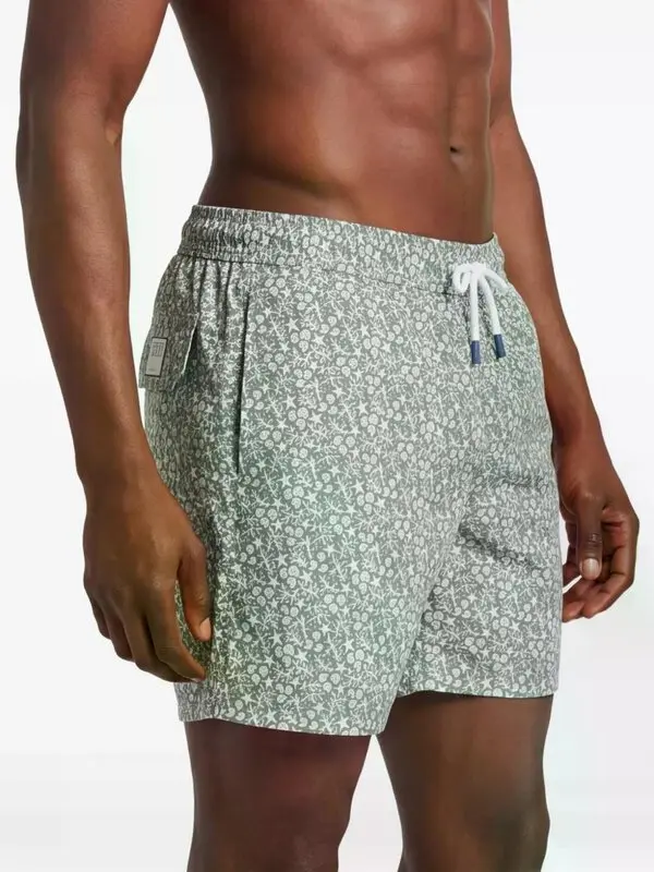 Fedeli Floral-print Swim Shorts - Green