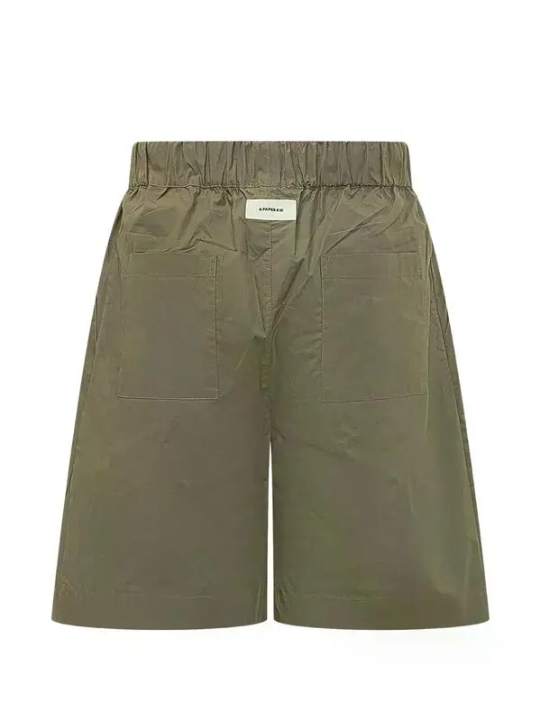 A PAPER KID Logo-patch Pleated Shorts - Green