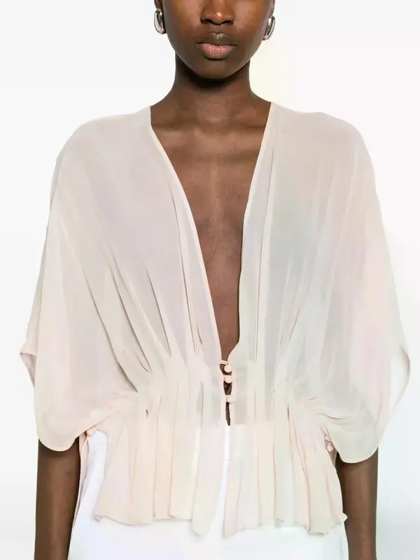 Max Mara Ruffled Hem V-neck Blouse - Pink