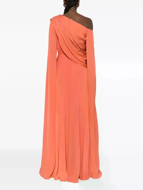 Elie Saab Double Georgette Draped One-shoulder Maxi Dress