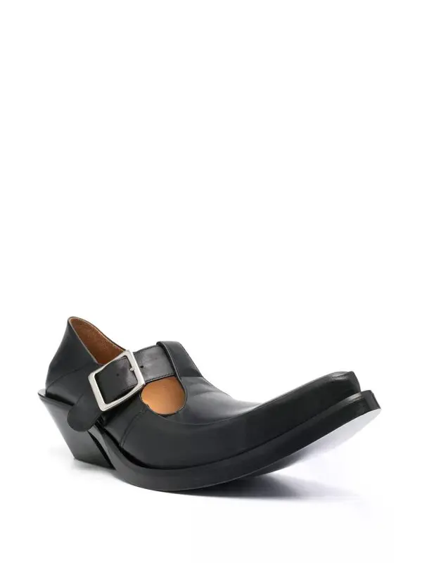 EGONLAB Leather Buckled Spike Loafers