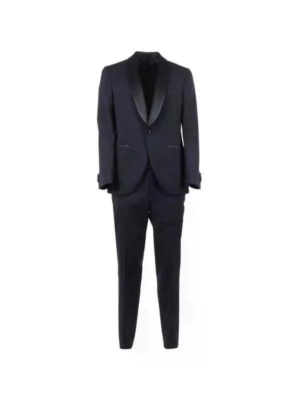 LUIGI BIANCHI MANTOVA Shawl-collar Zig-zag Suit - Blue