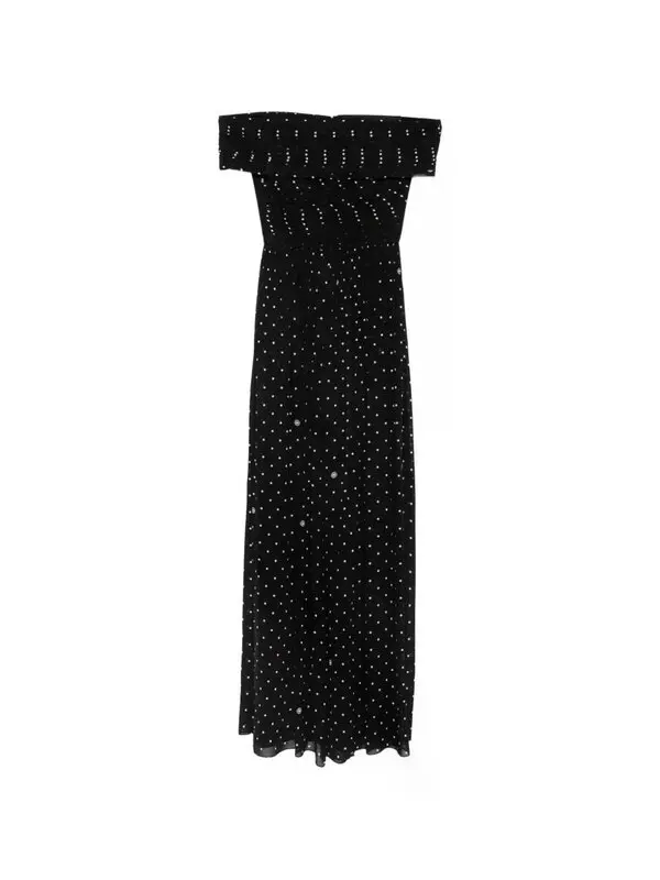 Elie Saab Polka-dot Off-shoulder Maxi Dress - Black