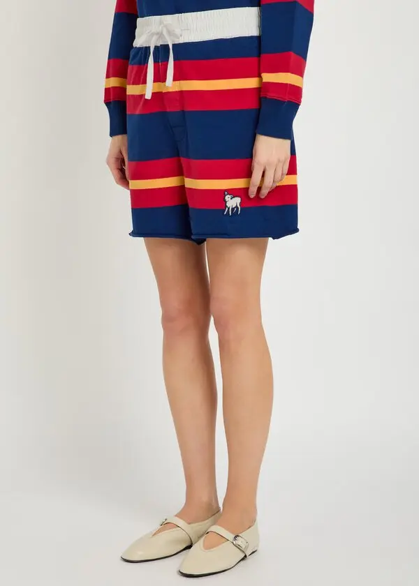 MOTHER The Breather Striped Cotton Shorts