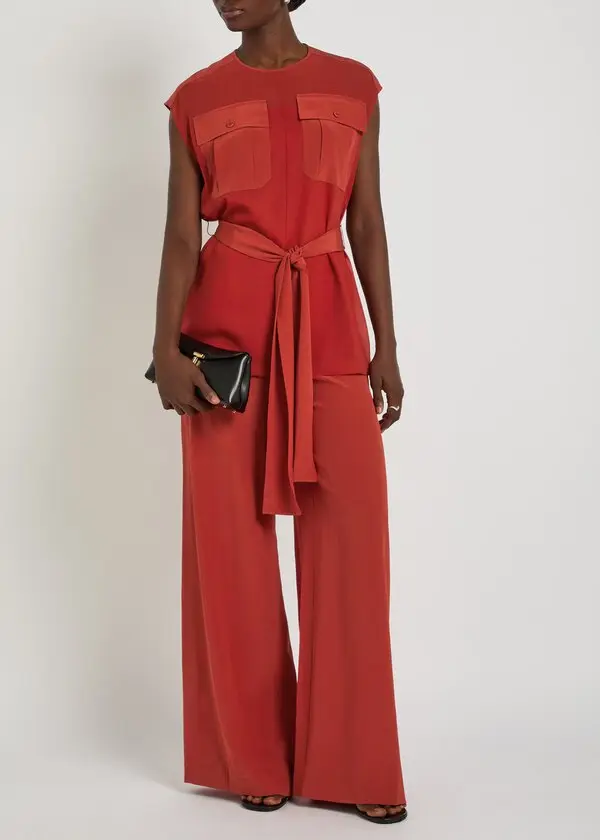 JOSEPH Kniza Belted Chiffon Top