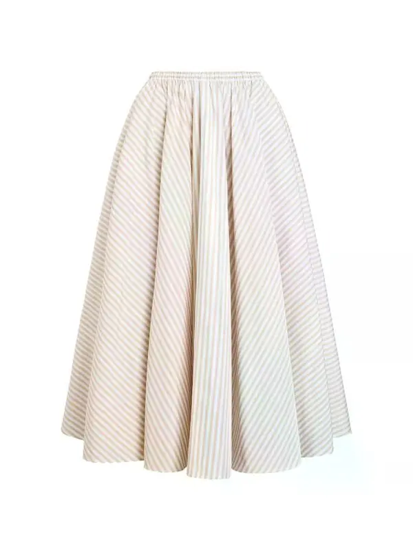 PATOU Elasticated Waist Striped Midi Skirt - Neutrals