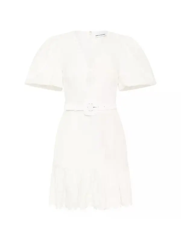 Rebecca Vallance Kahlia Puff-sleeve Belted Mini Dress - Neutrals