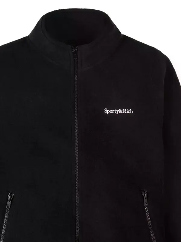 Sporty & Rich Fleece Zip-up Jacket - Black
