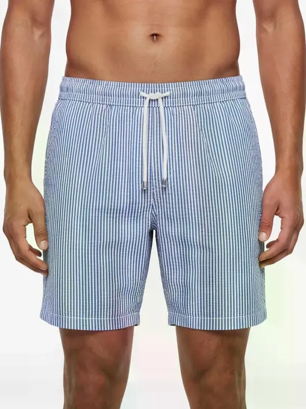 FAY Striped Drawstring Swim Shorts - Blue