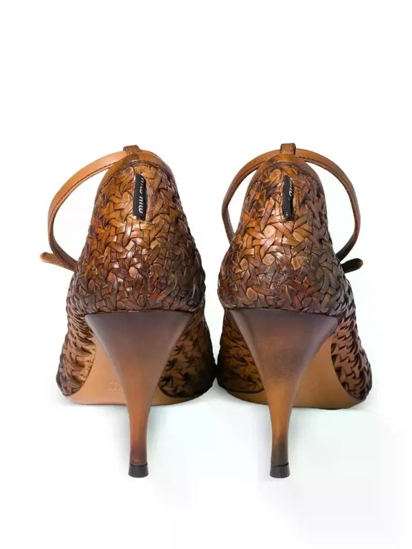 Miu Miu Woven Leather Mary Jane Pumps