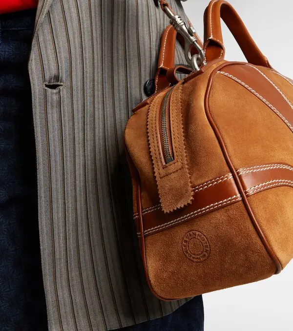 Dries Van Noten Leather-trimmed Suede Top-handle Bag - Brown
