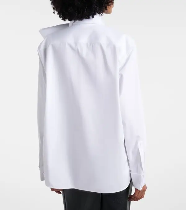 Saint Laurent Cotton Poplin Shirt With Tie Neck - White