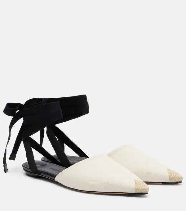 Jacquemus Embroidered Canvas Flats - Beige