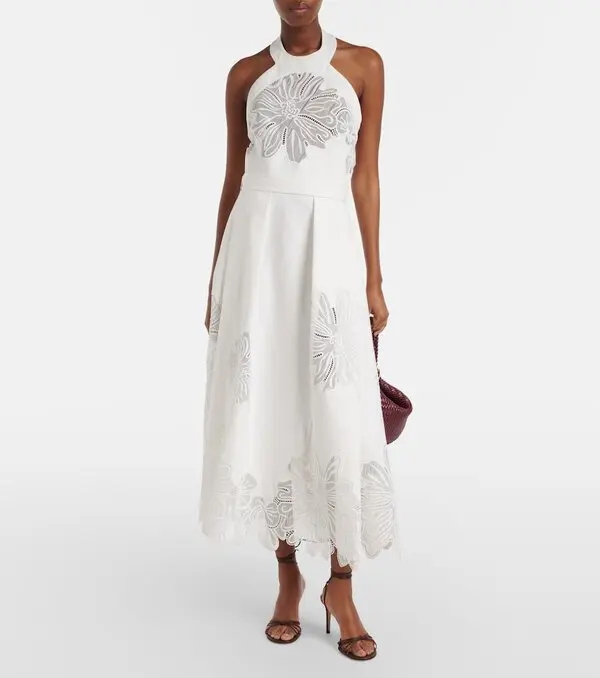 Elie Saab Embroidered Halterneck Cocktail Dress