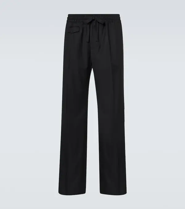 Dolce & Gabbana Virgin Wool Twill Wide-leg Trousers - Black