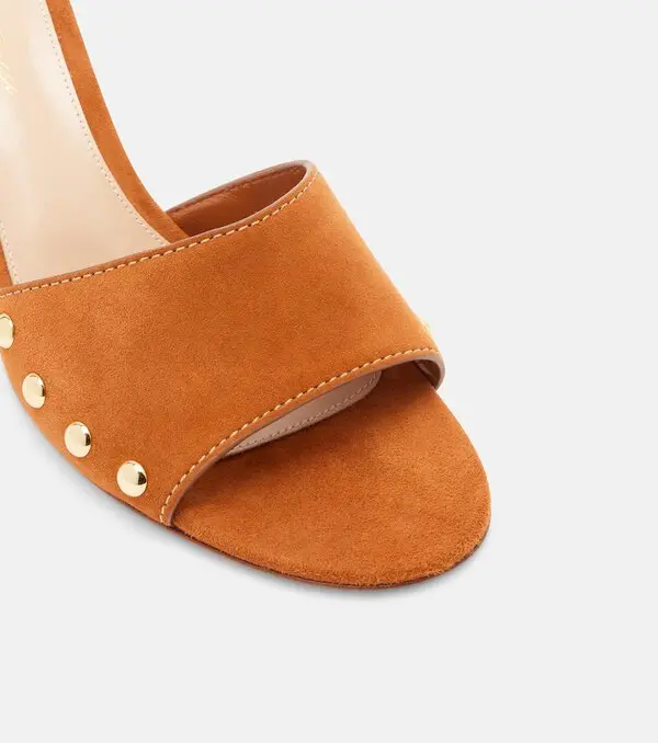 GIANVITO ROSSI Embellished Suede Heeled Sandals - Brown
