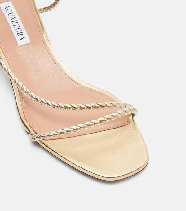 AQUAZZURA Luca Braided Metallic Leather Sandals - Gold
