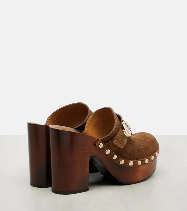 Gucci Double G Gg Suede Clogs