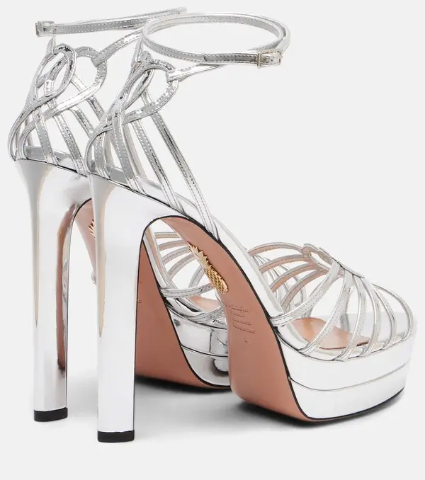 AQUAZZURA Leather Sweetheart Platform Sandals - Silver